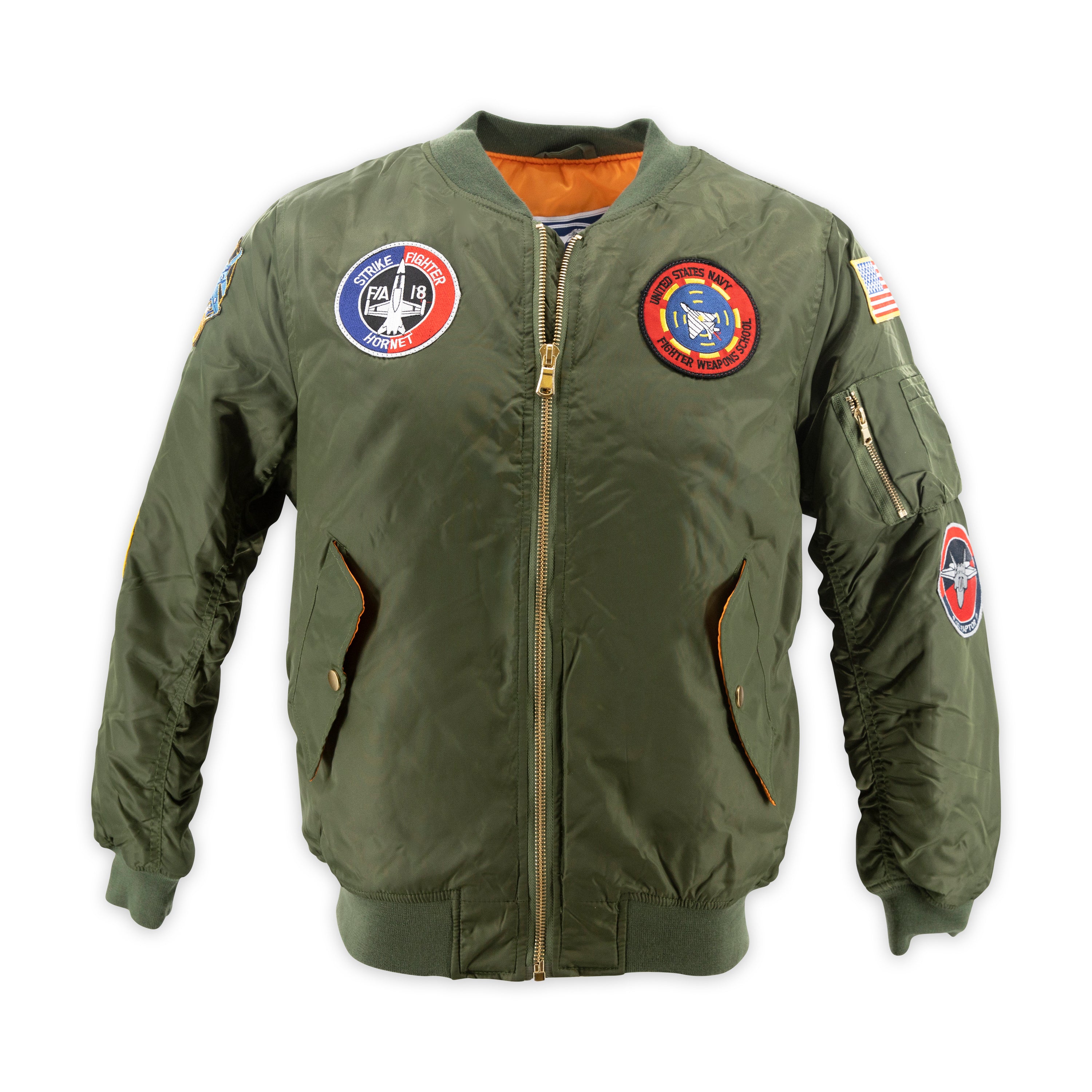 MA-1 Adult Green Flight Jacket - 6 Patches – Military Aviation Museum