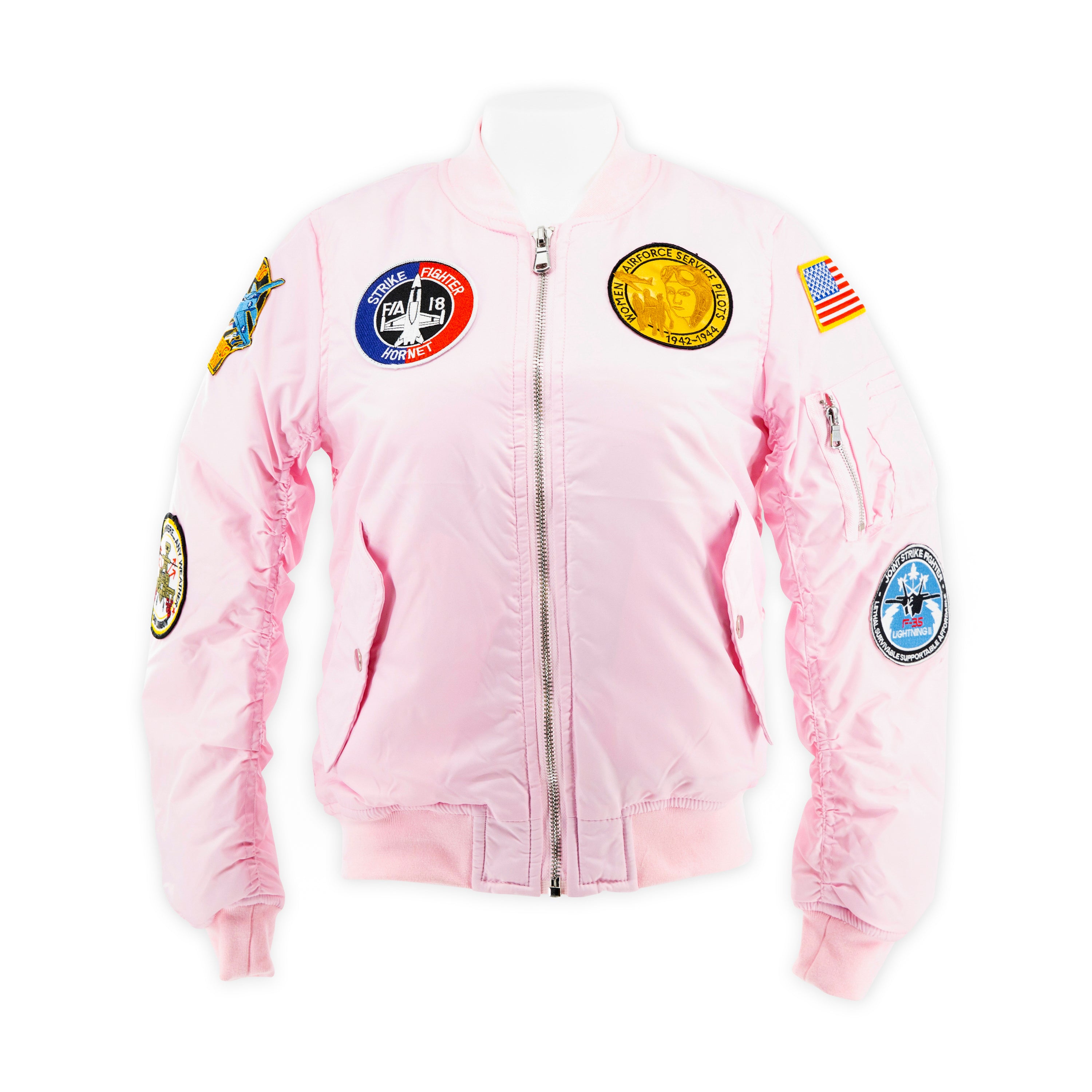MA-1 Ladies Pink Flight Jacket With Six Patches – Military Aviation Museum